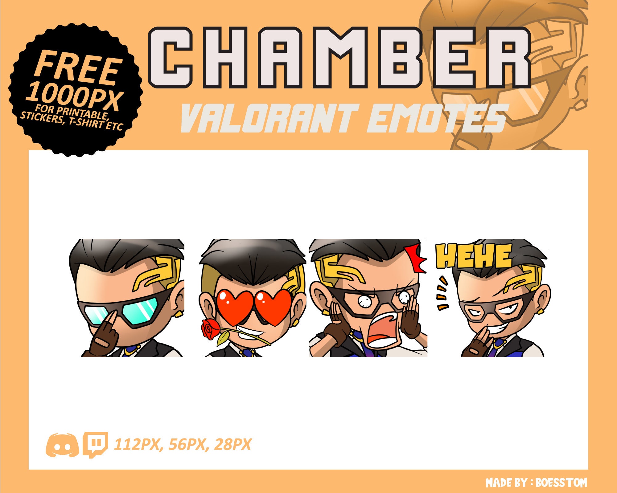 4X Chamber Valorant Emotes, Chamber Emotes, Valorant Emotes, Twitch ...