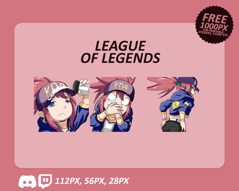 Akali KDA LOL Emotes, Akali Emotes, League of Legends Emotes, Twitch ...