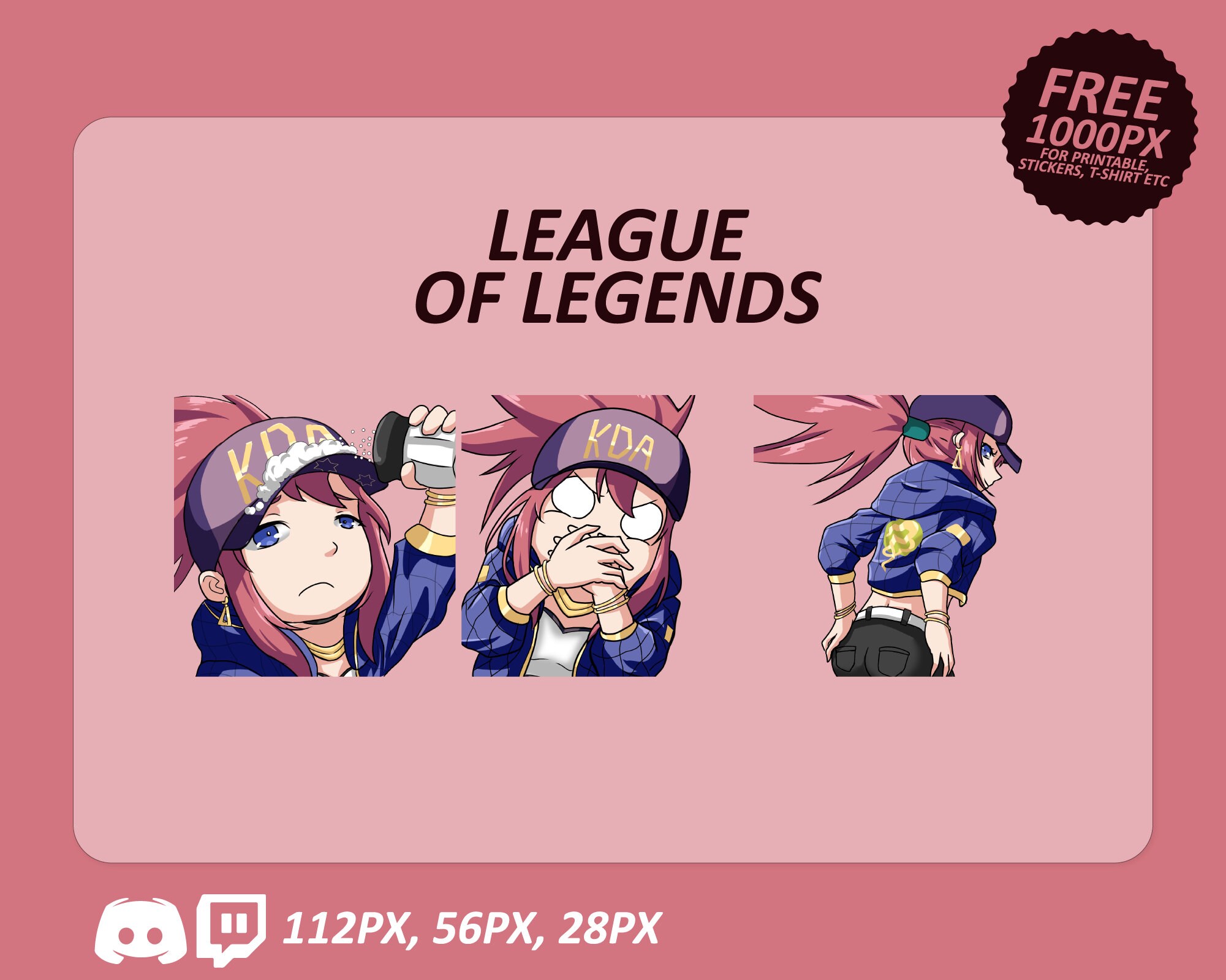 Akali KDA LOL Emotes, Akali Emotes, League of Legends Emotes, Twitch ...