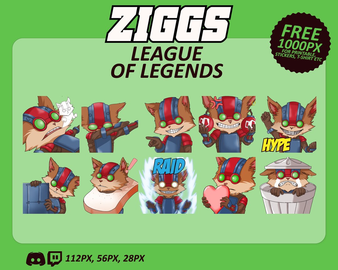 Ziggs LOL Emotes, Ziggs Emotes, League of Legends Emotes, Twitch Emotes ...