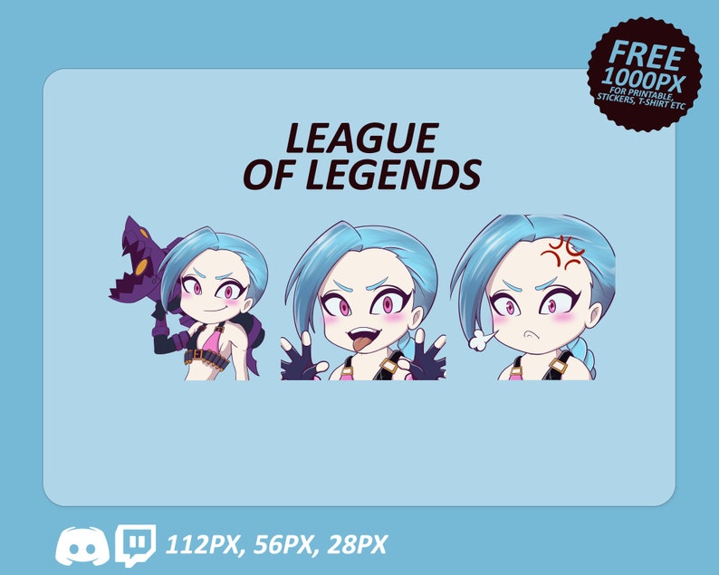 Jinx LOL Emotes Jinx Emotes League of Legends Emotes Twitch - Etsy