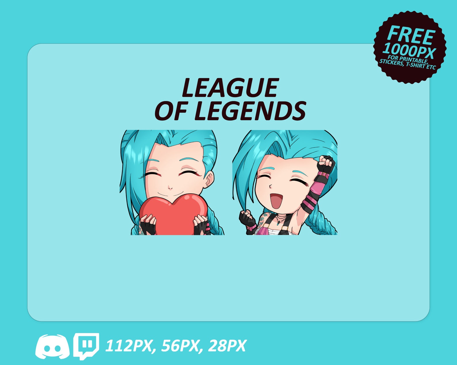 Jinx LOL Emotes, Jinx Emotes, League of Legends Emotes, Twitch Emotes ...