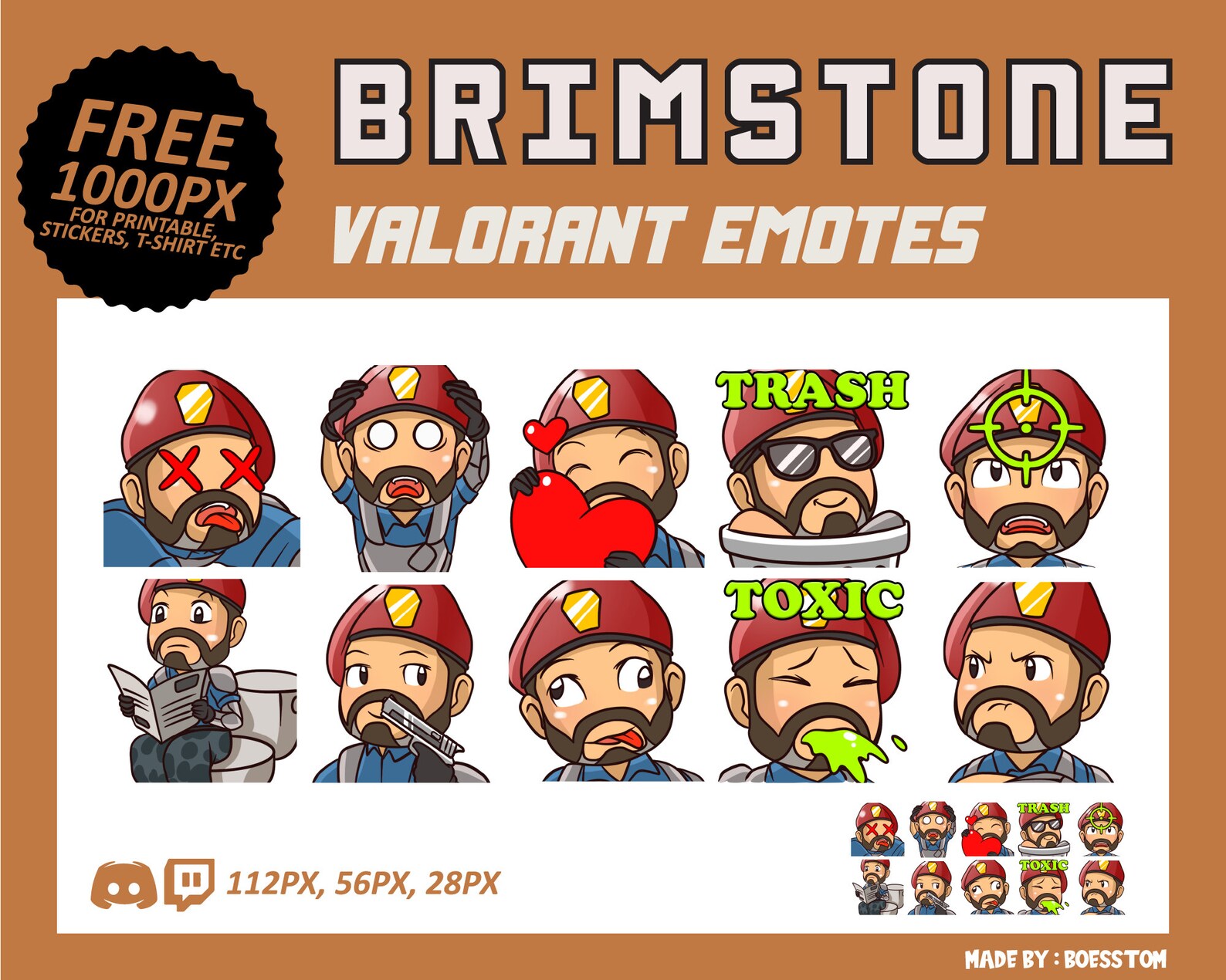 Brimstone Valorant Emotes, Brimstone Emotes, Valorant Emotes, Twitch ...