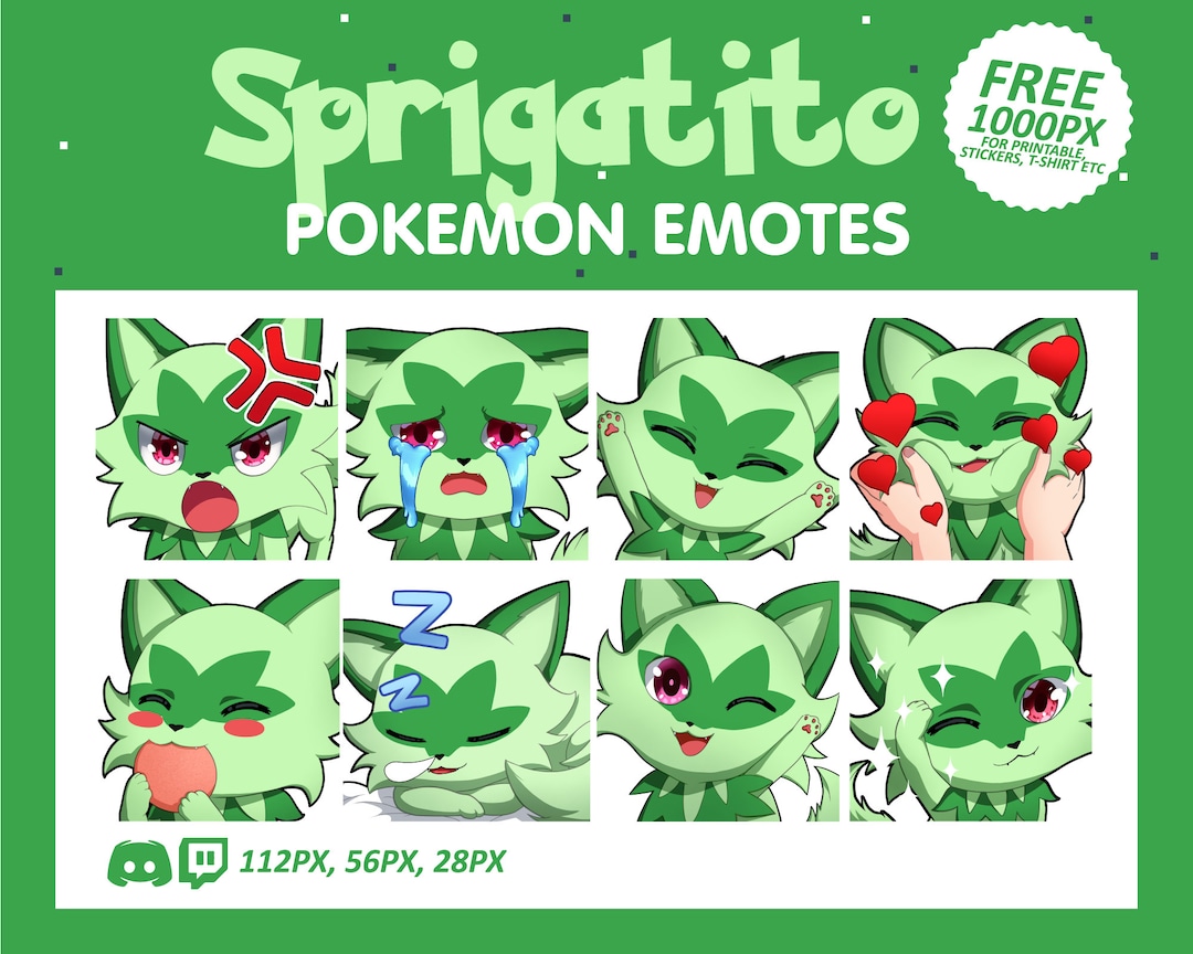 Sprigatito Pokemon Emotes, Sprigatito Emotes, Pokemon Emotes, Twitch ...