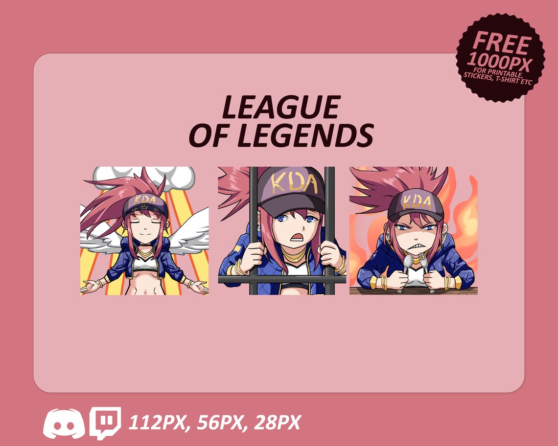 Akali KDA LOL Emotes, Akali Emotes, League of Legends Emotes, Twitch ...