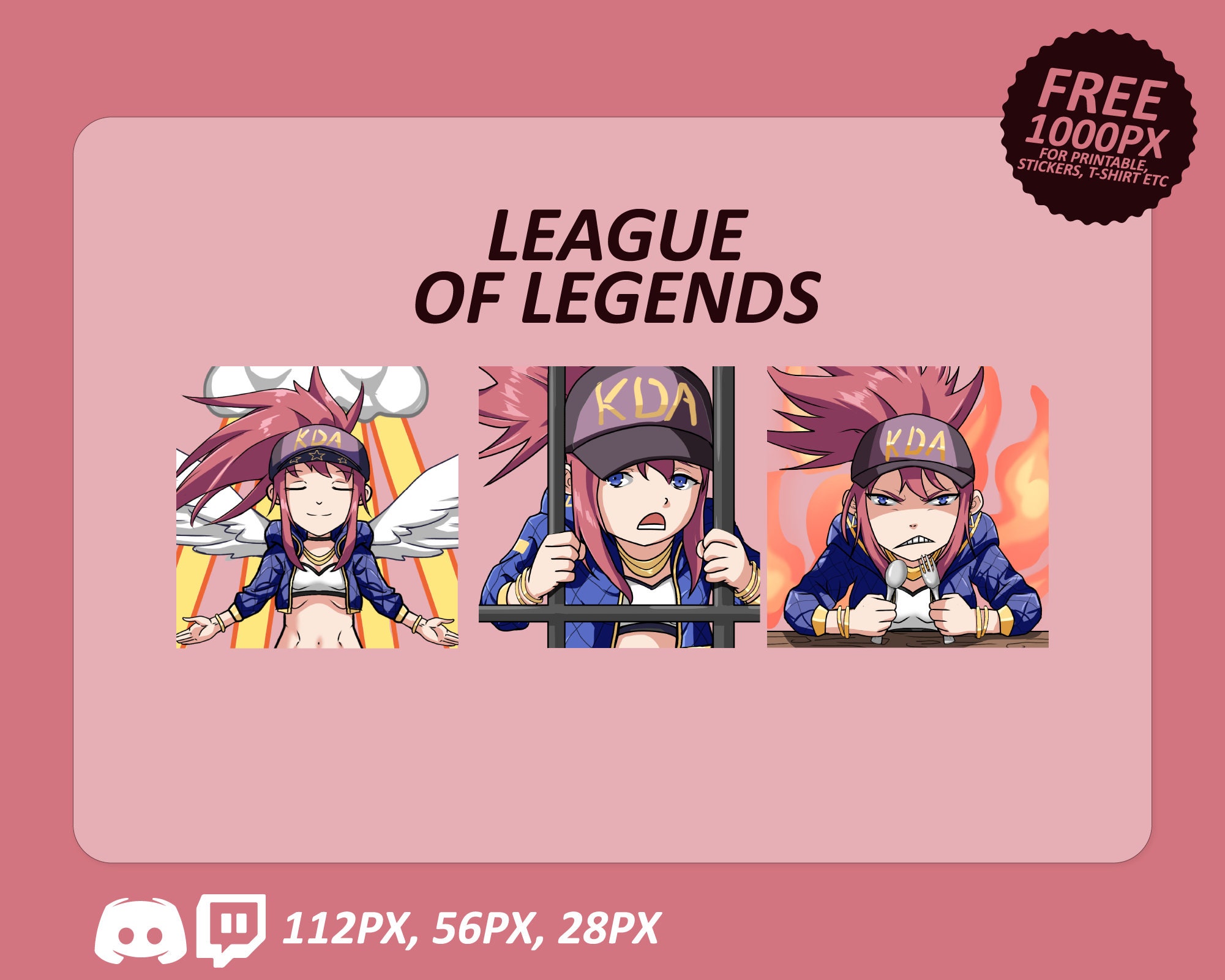 Akali KDA LOL Emotes, Akali Emotes, League of Legends Emotes, Twitch ...
