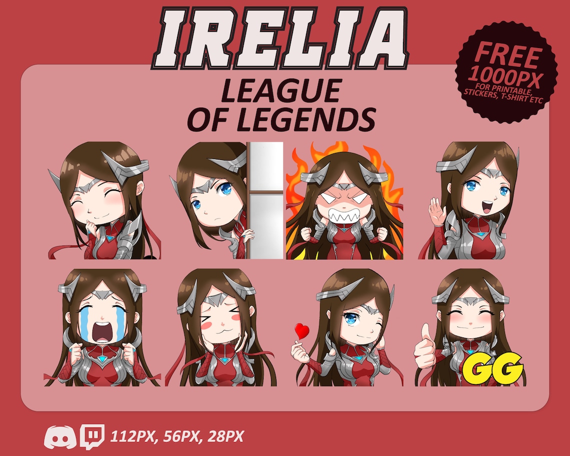 Irelia LOL Emotes, Irelia Emotes, League of Legends Emotes, Twitch ...