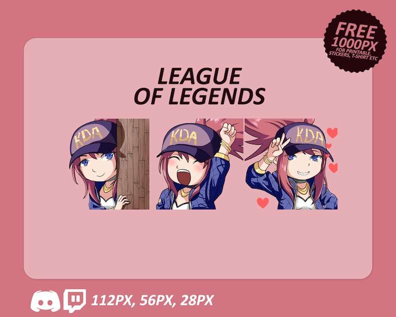 Akali KDA LOL Emotes, Akali Emotes, League of Legends Emotes, Twitch ...