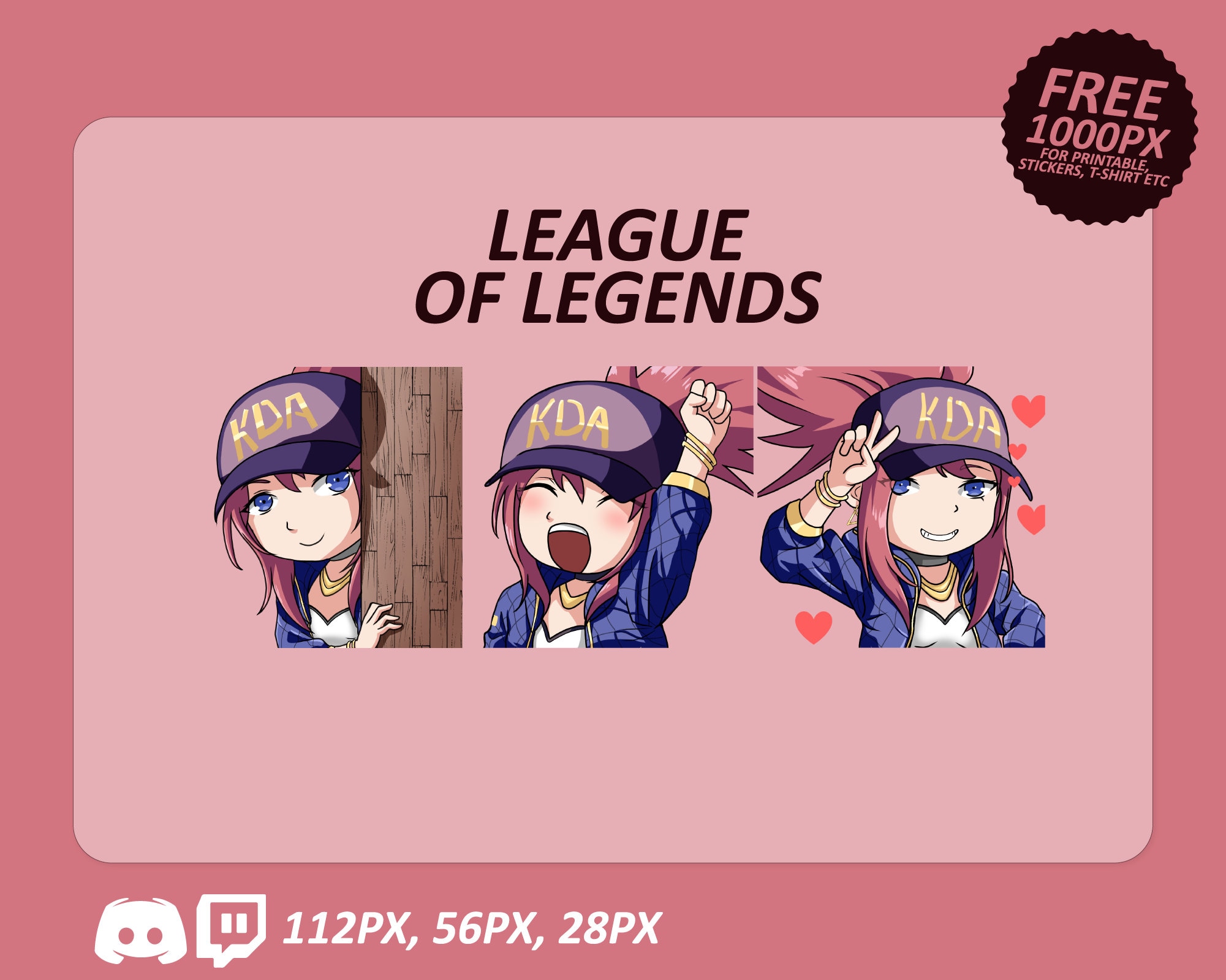 Akali KDA LOL Emotes, Akali Emotes, League of Legends Emotes, Twitch ...