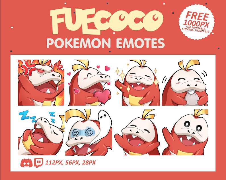 Fuecoco Pokemon Emotes, Fuecoco Emotes, Pokemon Emotes, Twitch Emotes ...