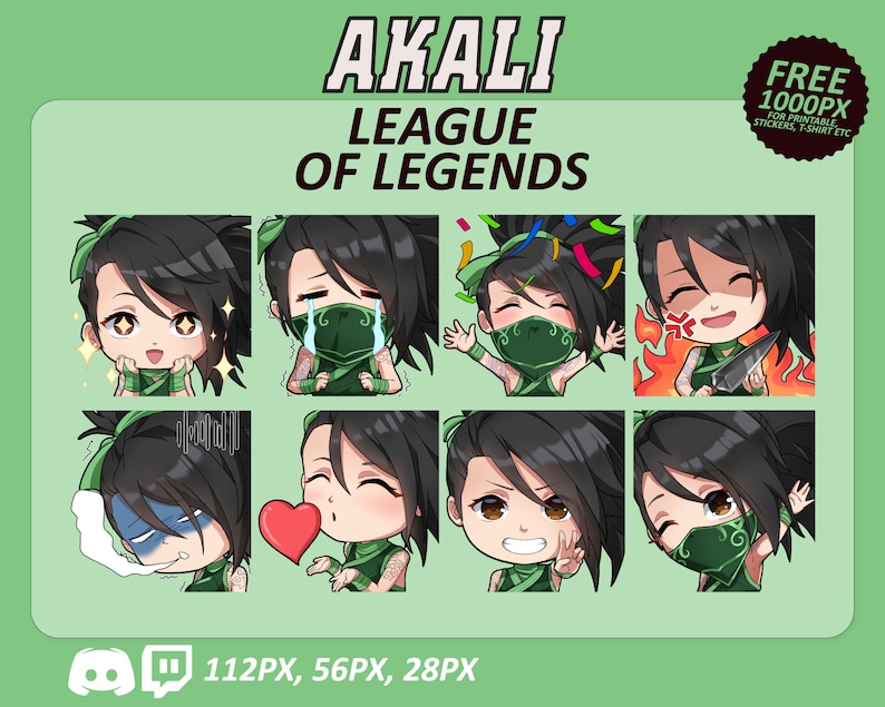 Akali LOL Emotes, Akali Emotes, League of Legends Emotes, Twitch Emotes ...