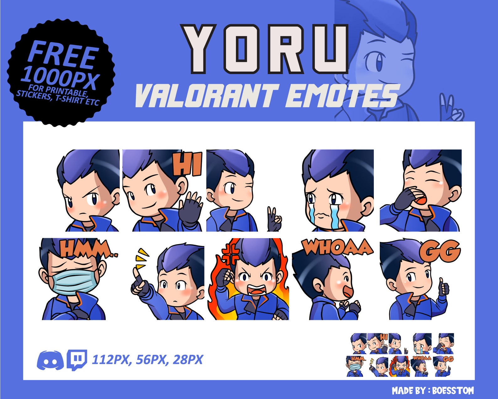 Yoru Valorant Emotes, Yoru Emotes, Valorant Emotes, Twitch Emotes ...