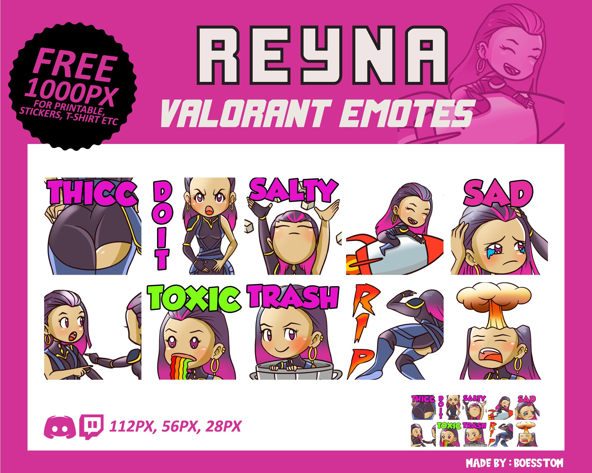 Reyna Valorant Emotes, Reyna Emotes, Valorant Emotes, Twitch Emotes ...