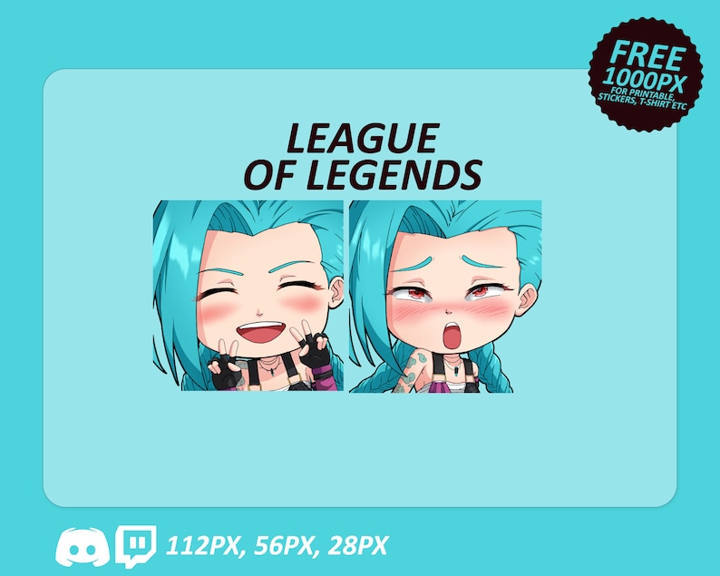 Jinx LOL Emotes, Jinx Emotes, League of Legends Emotes, Twitch Emotes ...