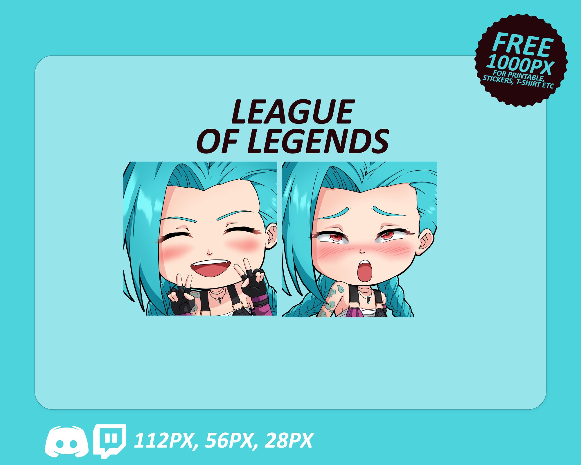 Jinx LOL Emotes, Jinx Emotes, League of Legends Emotes, Twitch Emotes ...