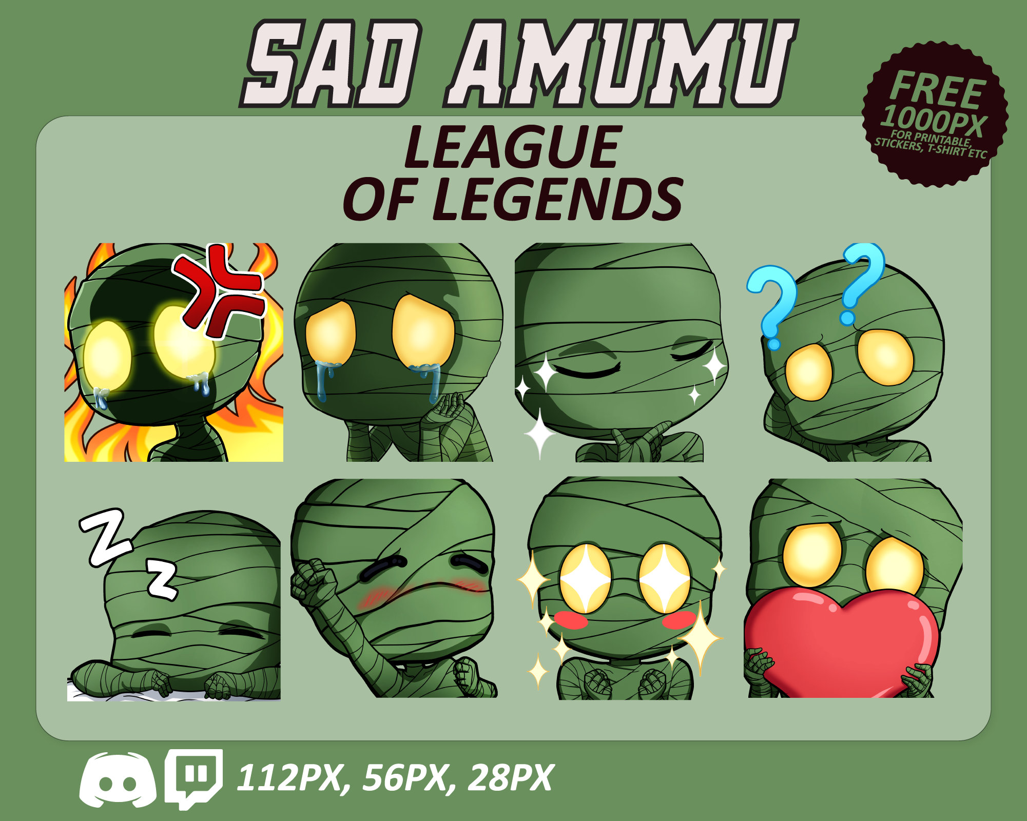 Sad Amumu LOL Emotes, Sad Amumu Emotes, League of Legends Emotes ...