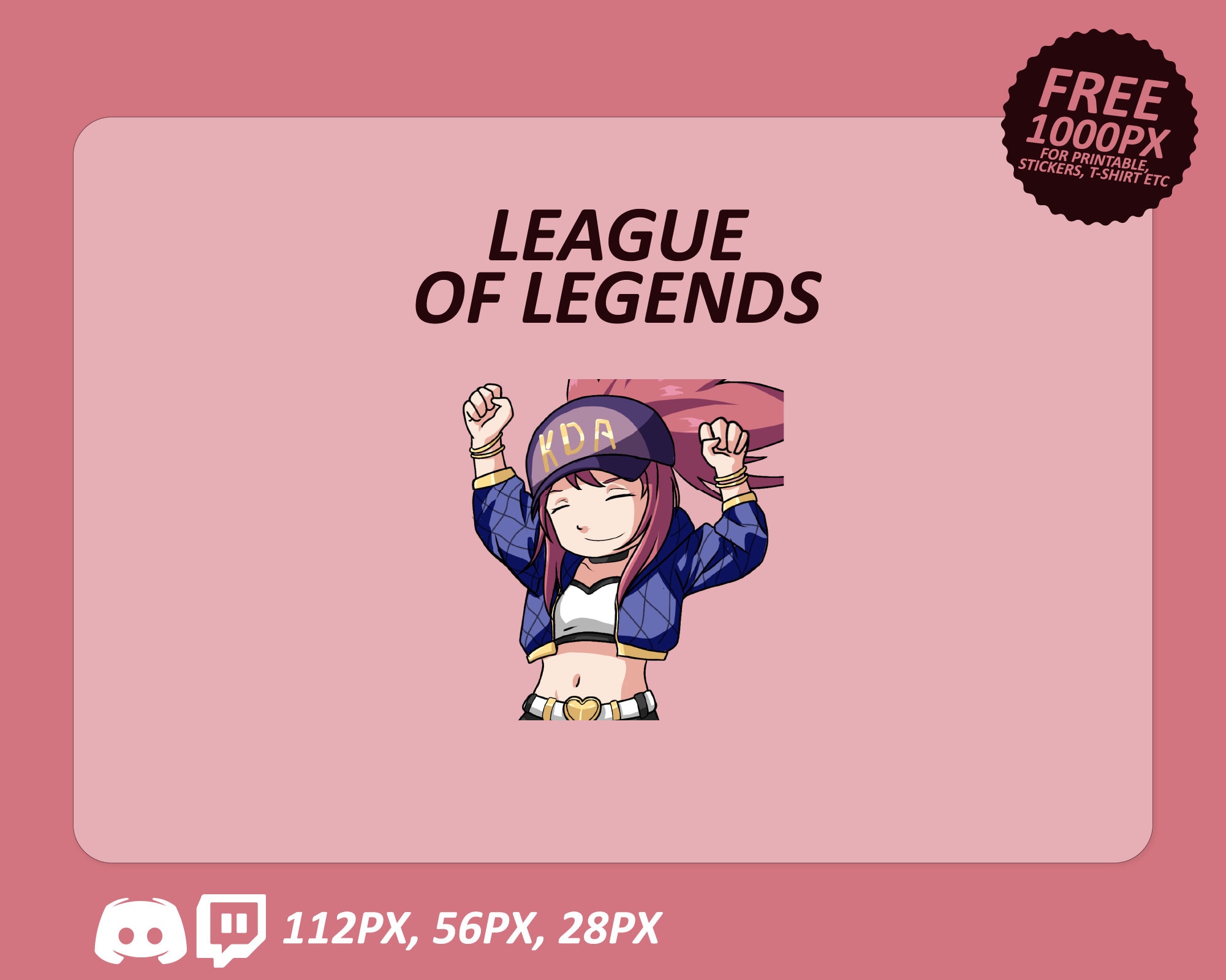 Akali KDA LOL Emotes, Akali Emotes, League of Legends Emotes, Twitch ...