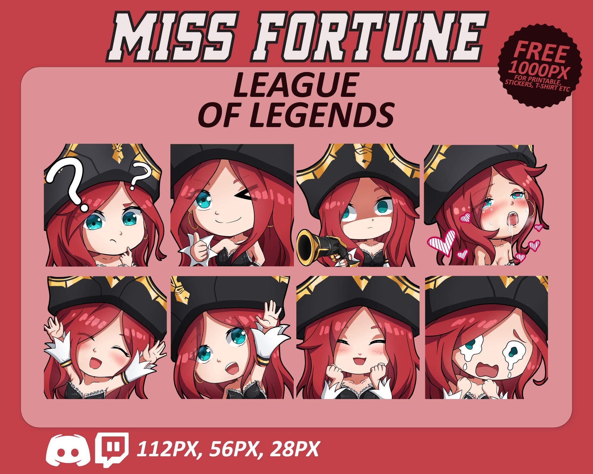 Miss Fortune LOL Emotes, Miss Fortune Emotes, League of Legends Emotes ...