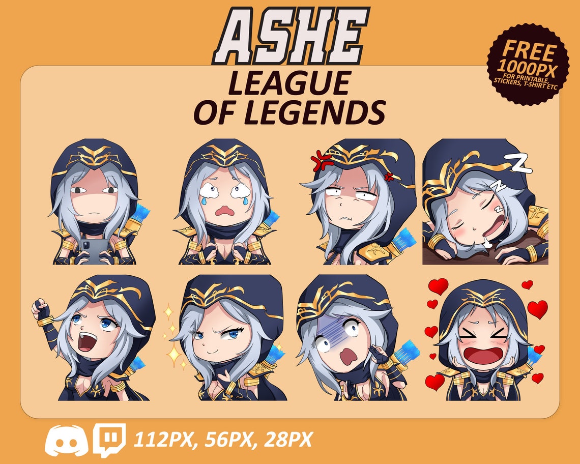 Ashe LOL Emotes, Ashe Emotes, League of Legends Emotes, Twitch Emotes ...