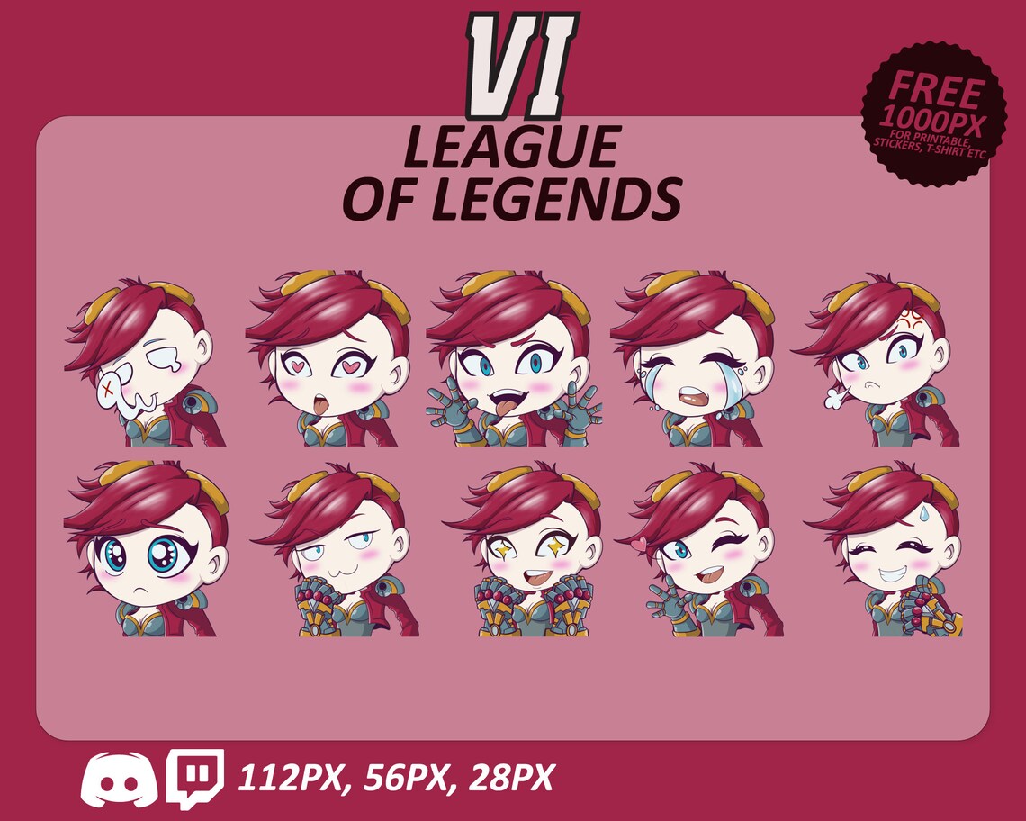 Vi LOL Emotes, Vi Emotes, League of Legends Emotes, Twitch Emotes ...