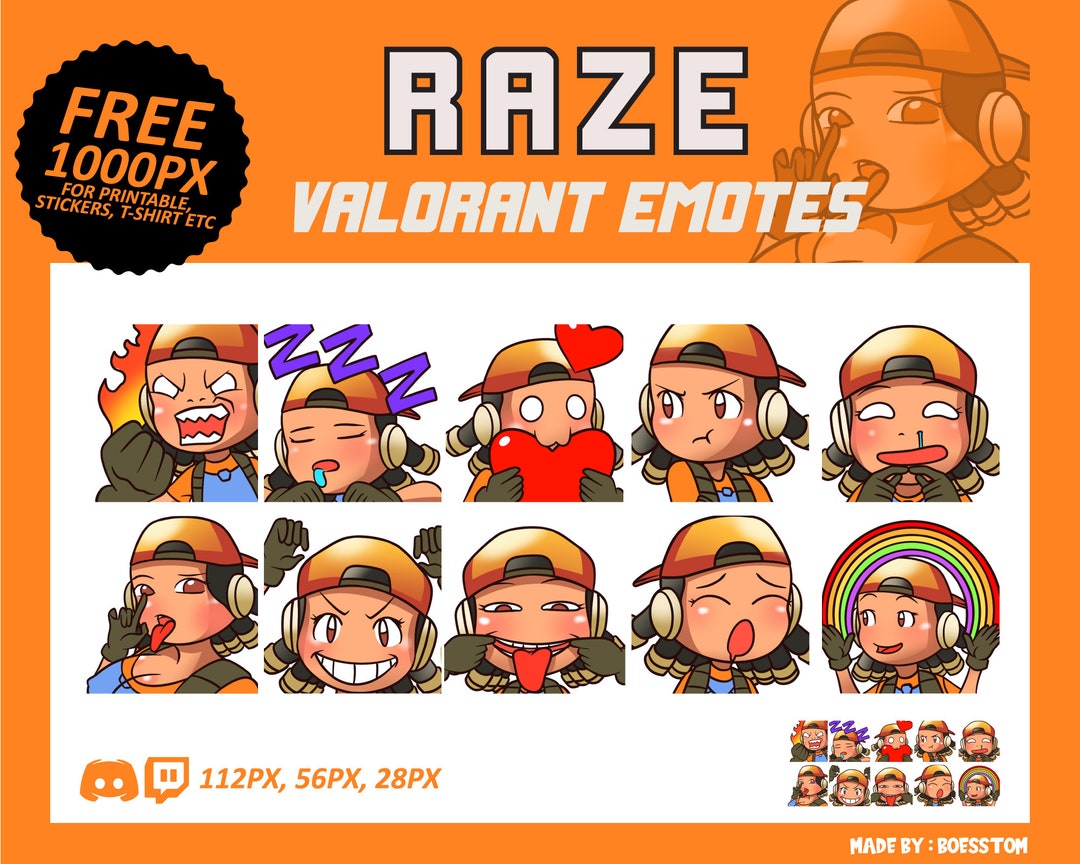 Raze Valorant Emotes, Raze Emotes, Valorant Emotes, Twitch Emotes ...