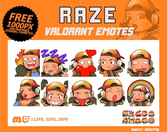 Cute Valorant Raze Emotes Twitch, Discord, Youtube - Etsy