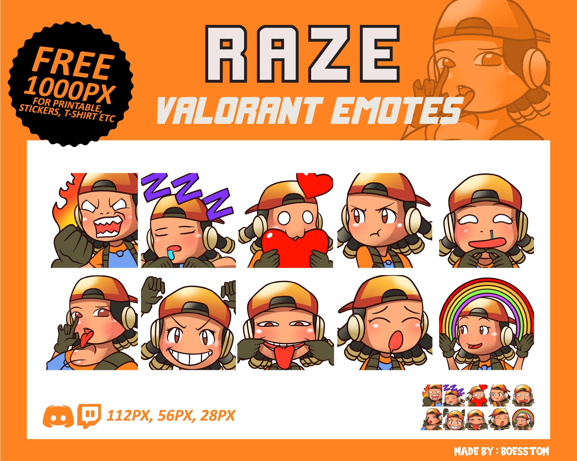 Raze Valorant Emotes, Raze Emotes, Valorant Emotes, Twitch Emotes ...
