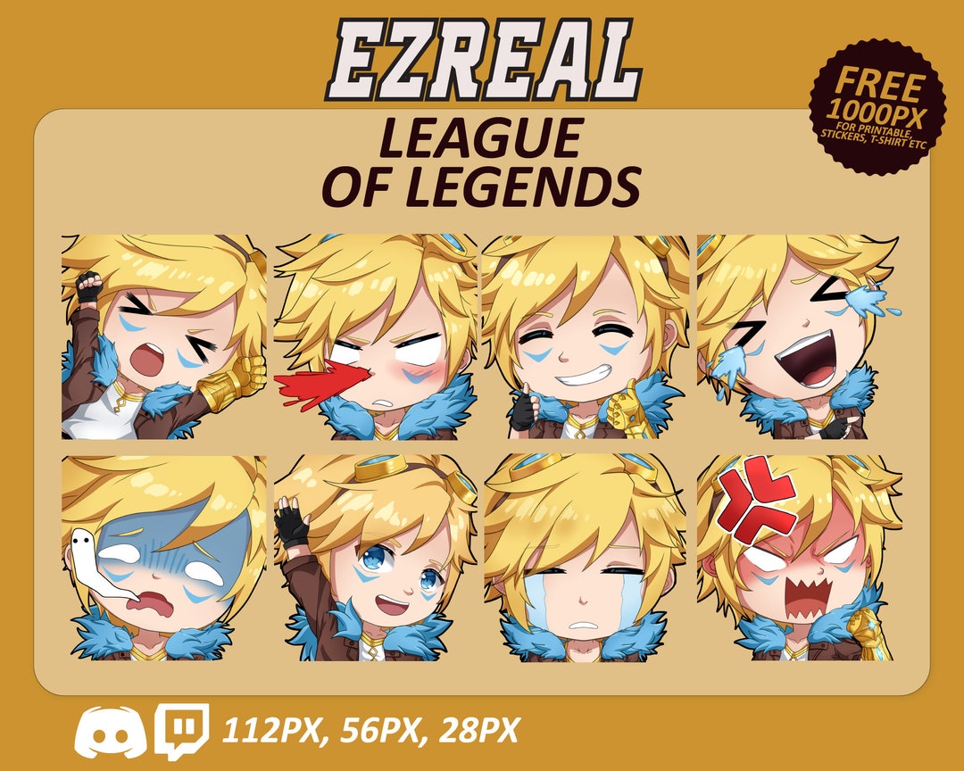 Ezreal LOL Emotes, Ezreal Emotes, League of Legends Emotes, Twitch ...