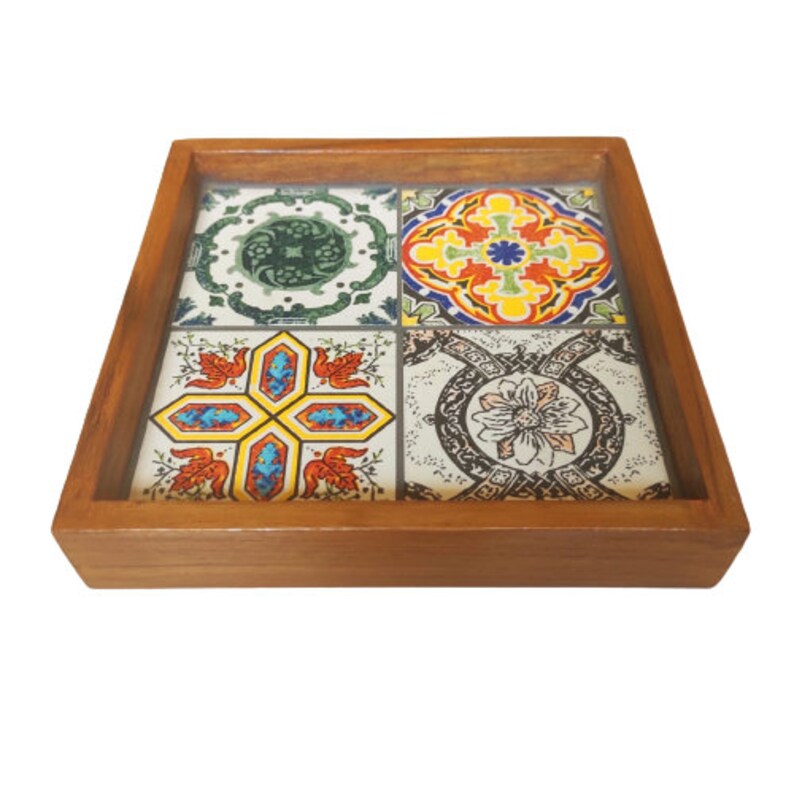 Antique Tile Tray, Desk Organizer Small Size7 X7 With Vintage Ceramic ...