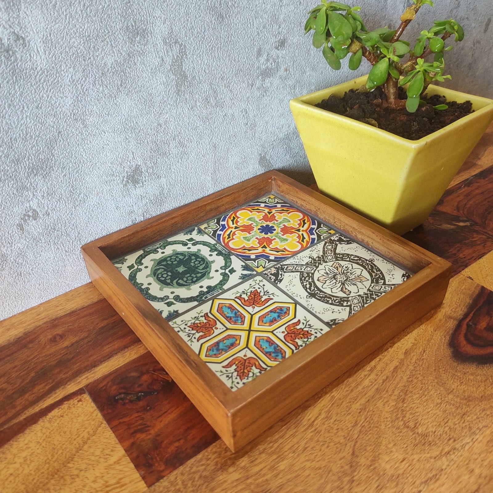 Antique Tile Tray, Desk Organizer Small Size7 X7 With Vintage Ceramic ...