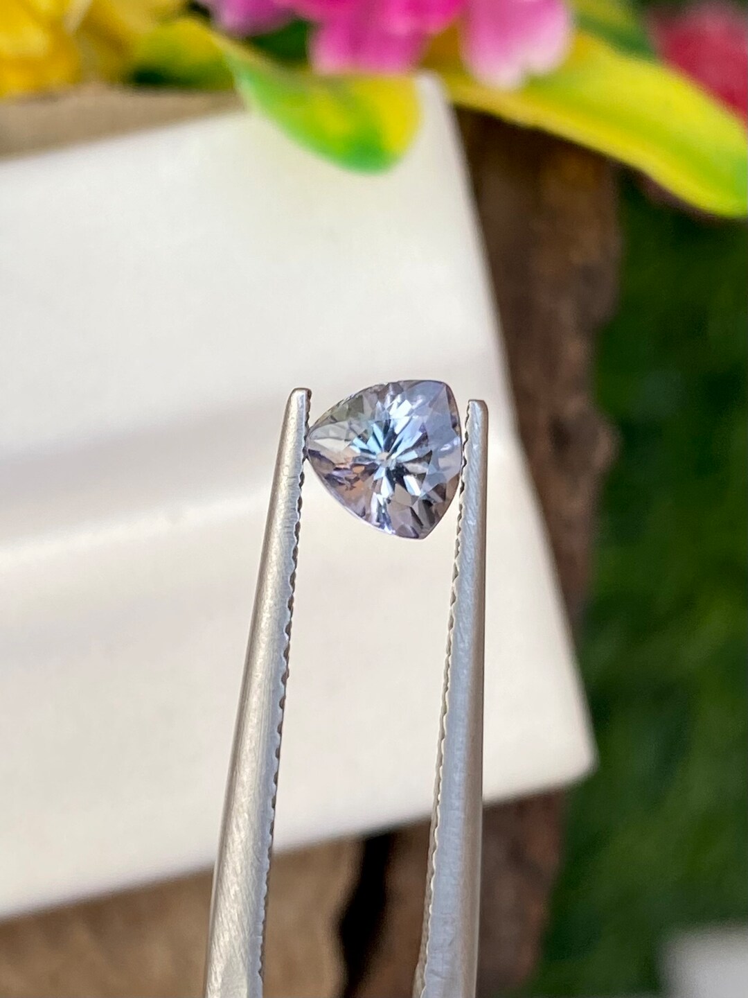 Natural Tanzanite Trillion Cut , Near Colourless Tanzanite , 0.87 Cts ...