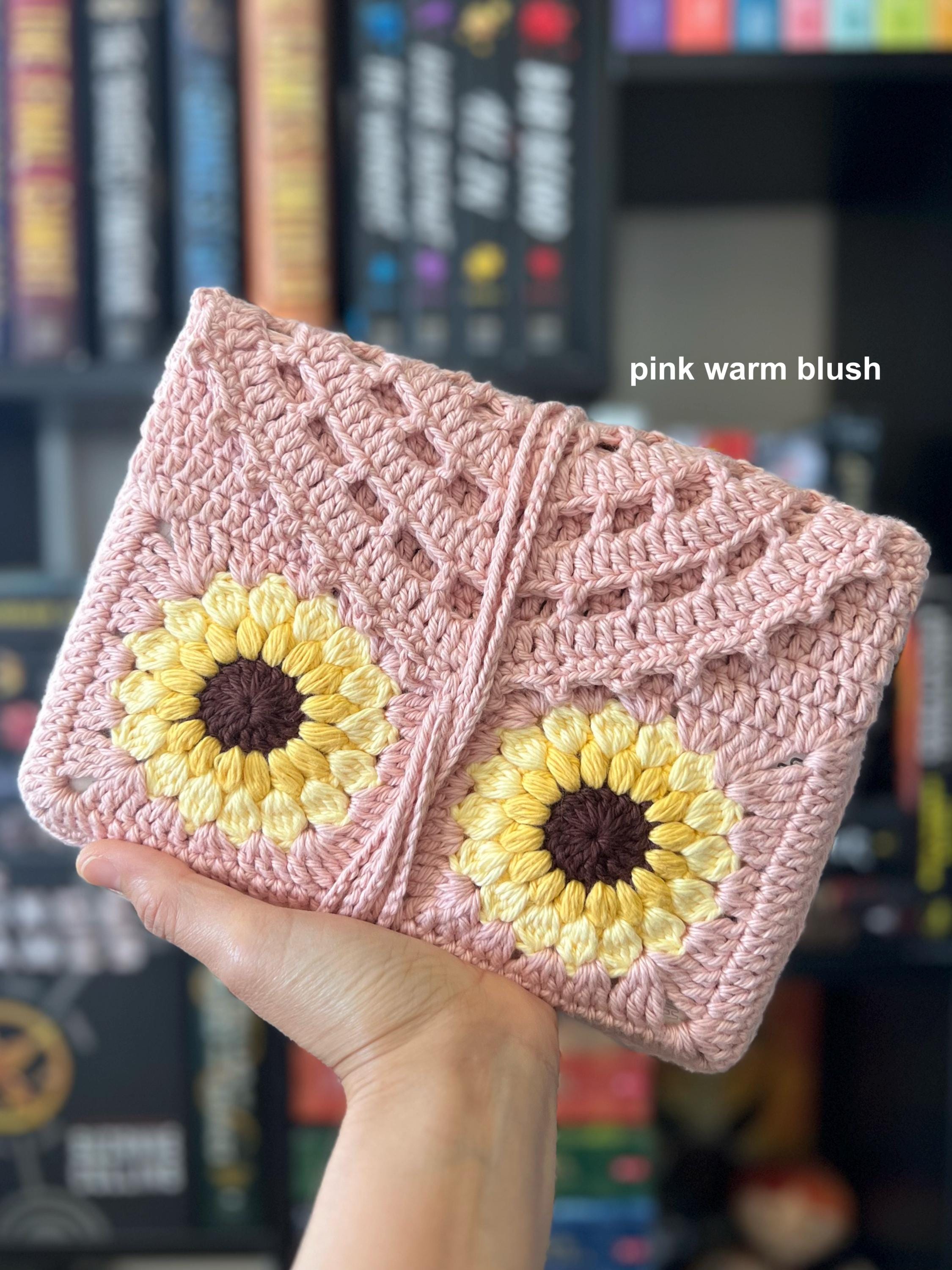 Crochet Sunflower Book Cover Set: Handmade Cotton Sleeve & Bookmark - Etsy