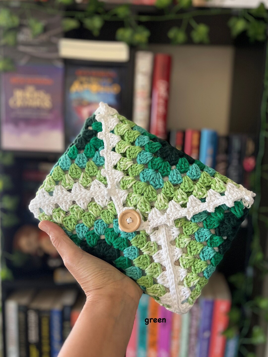 Crochet Granny Square Book Cover Set: Handmade 100% Cotton Sleeve ...