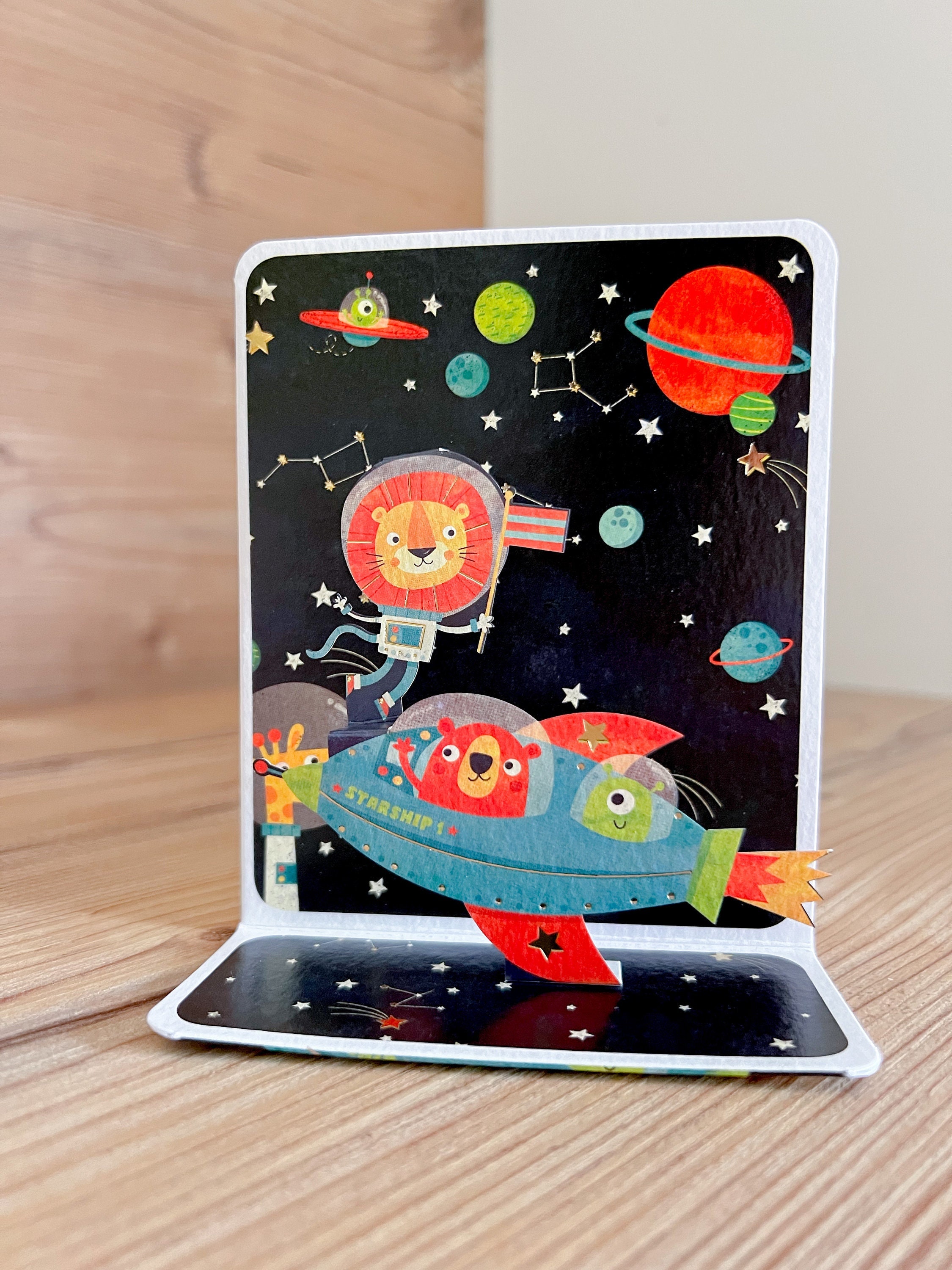 3D Pop-up Map Space Greeting Card for Children's Birthday Incl ...