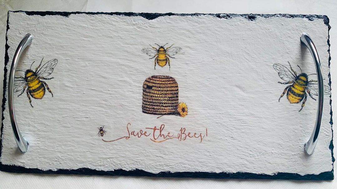 MADE TO ORDER Handmade Slate Serving Platter 'save the Bees' - Etsy UK