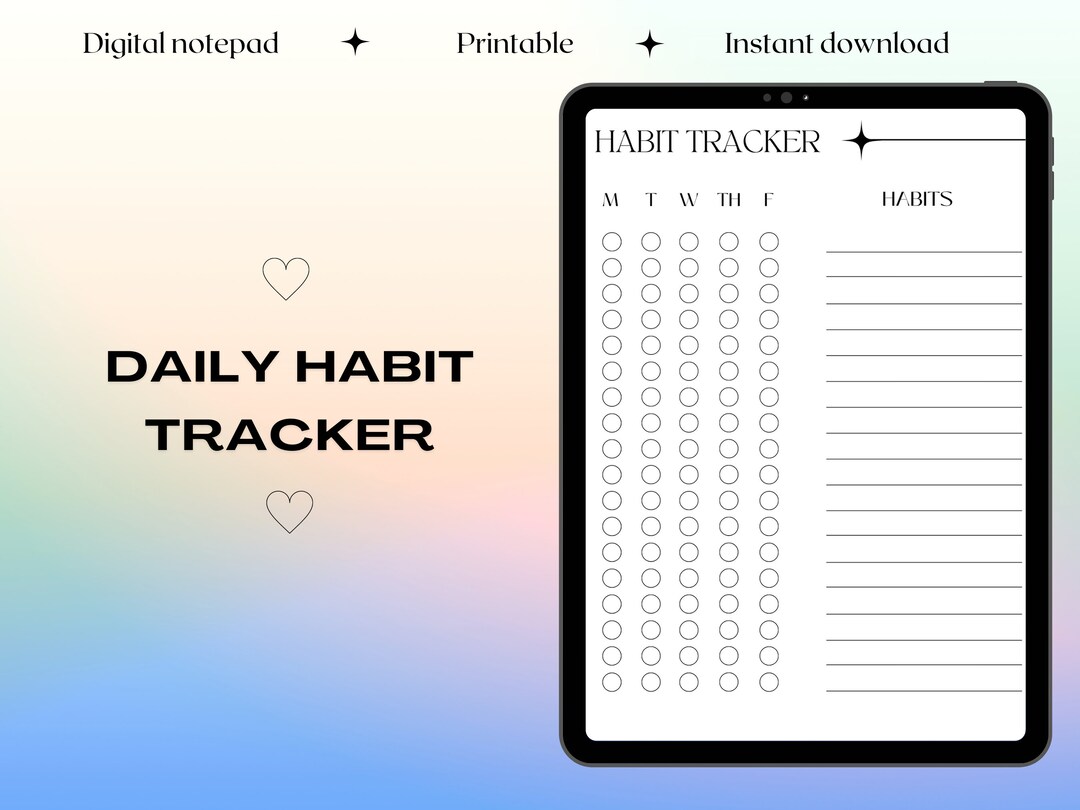 Daily Habit Tracker | Tracker Template | Productivity Sheet | Aesthetic ...