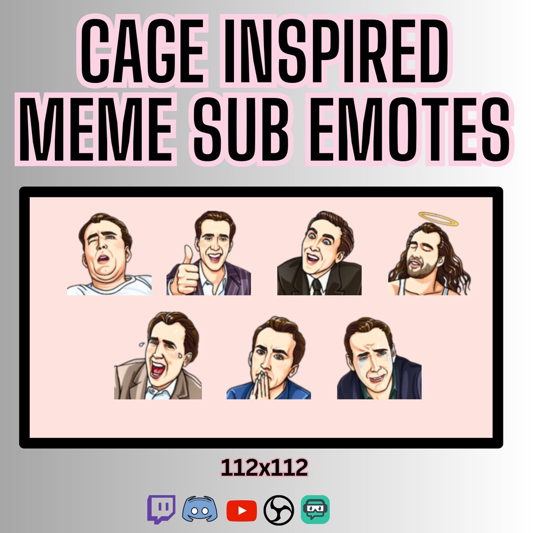 Cage Inspired Meme Twitch Sub Emotes - Etsy