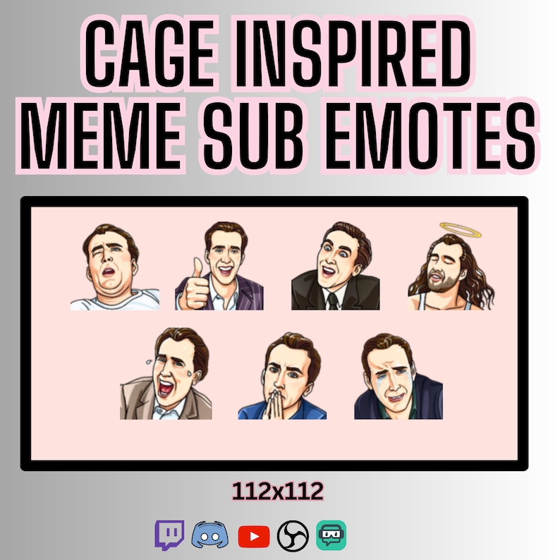 Cage Inspired Meme Twitch Sub Emotes - Etsy