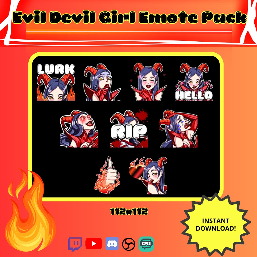 Devil Demon Girl Twitch Evil Emote Pack - Etsy