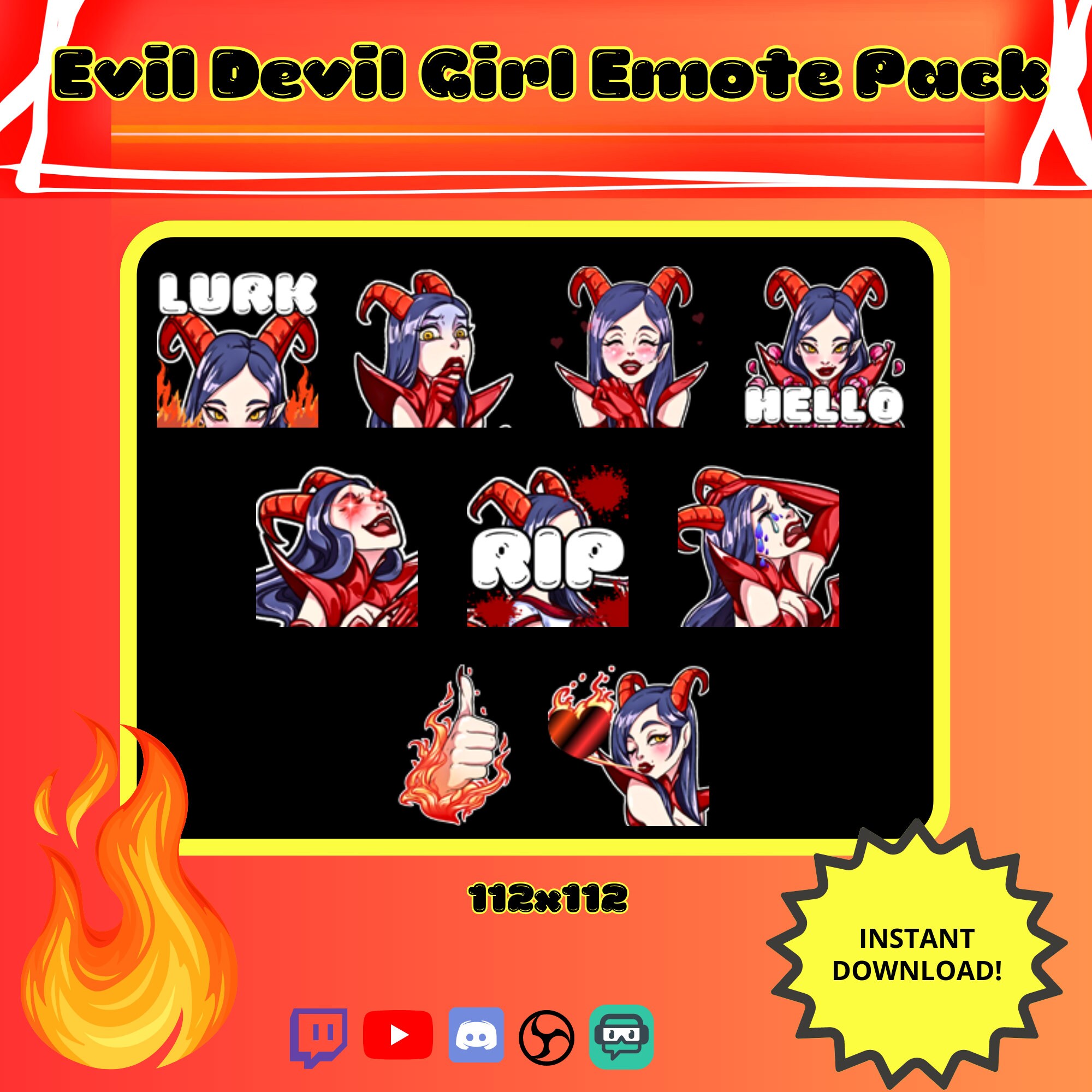 Devil Demon Girl Twitch Evil Emote Pack - Etsy