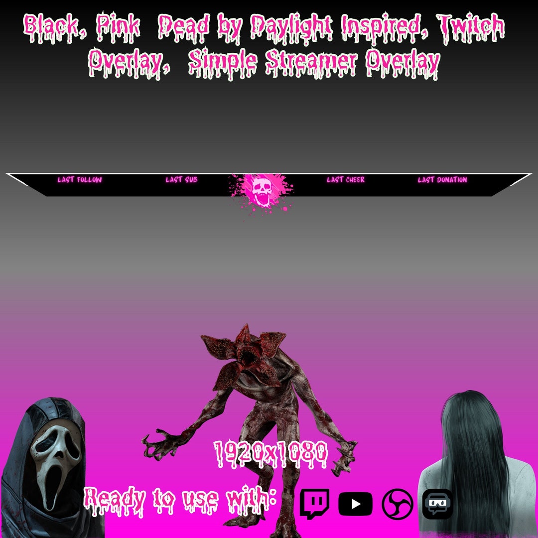 Pink, Black Dead by Daylight Inspired Twitch Top Label Bar, Stream ...