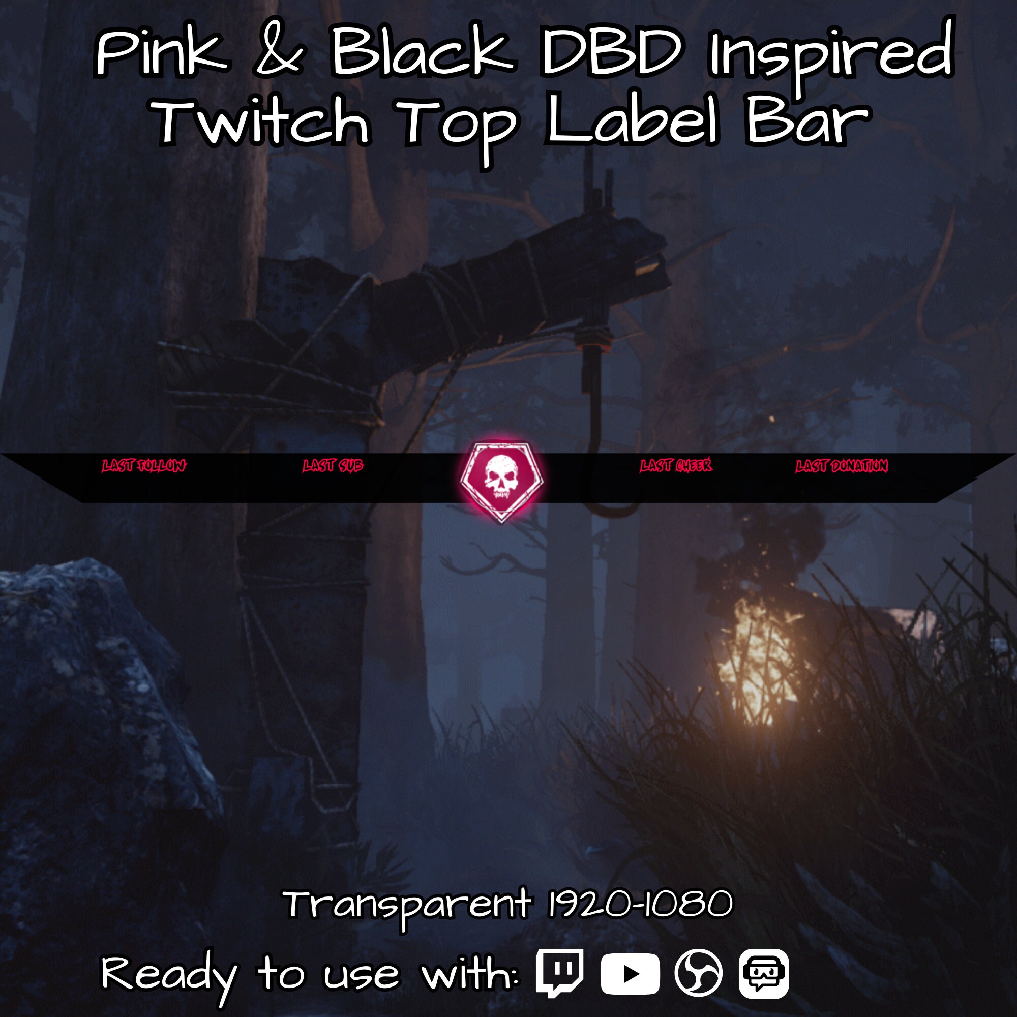 Pink, Black Dead by Daylight Killer Inspired, Twitch Top Label Bar ...