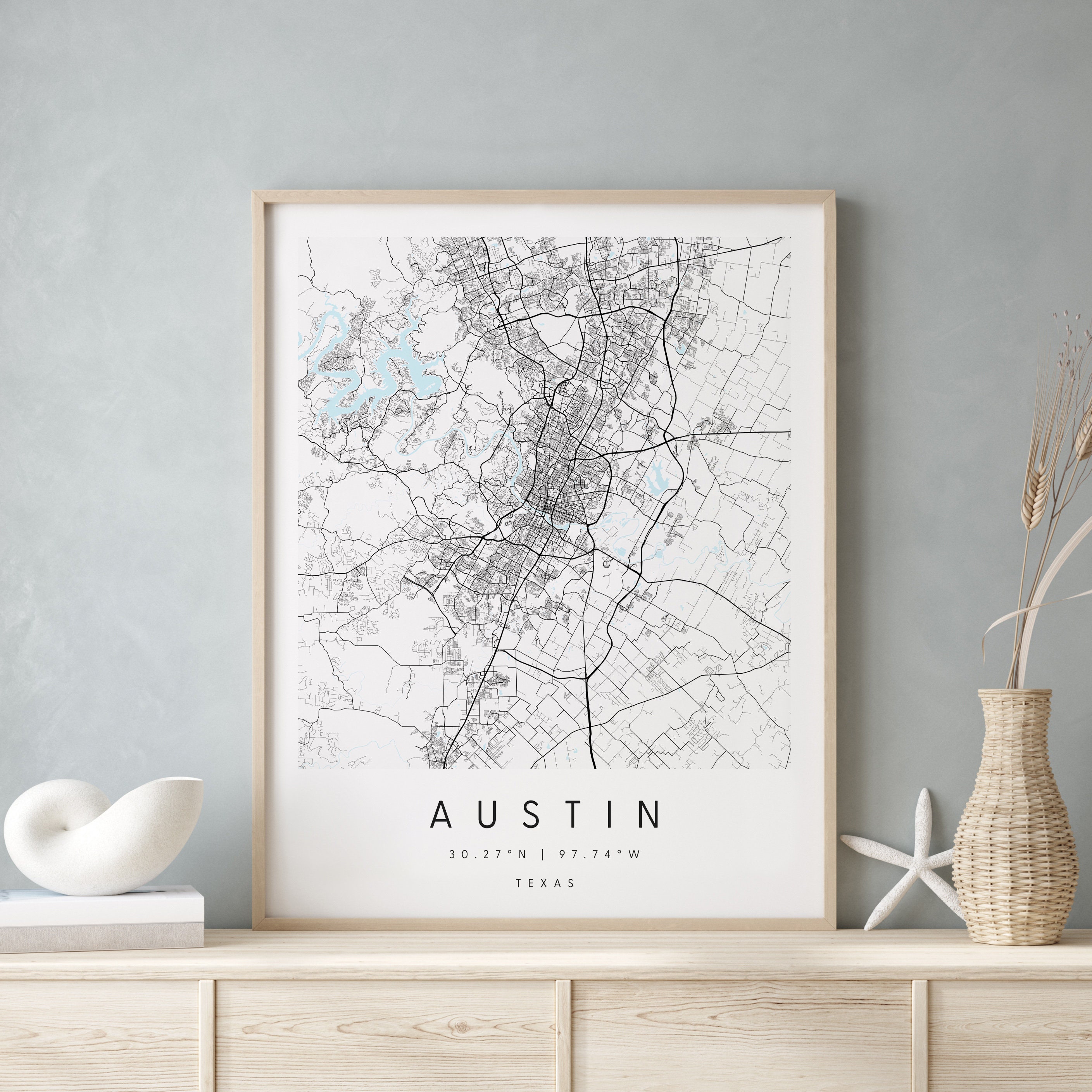 Prints Digital Print Poster Unique Blue City Map Trendy Map Digital Art ...