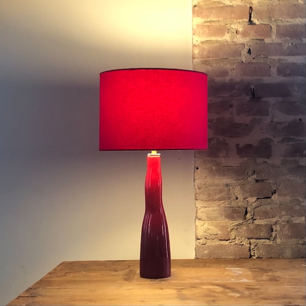Red Ceramic Base Lamp - Etsy