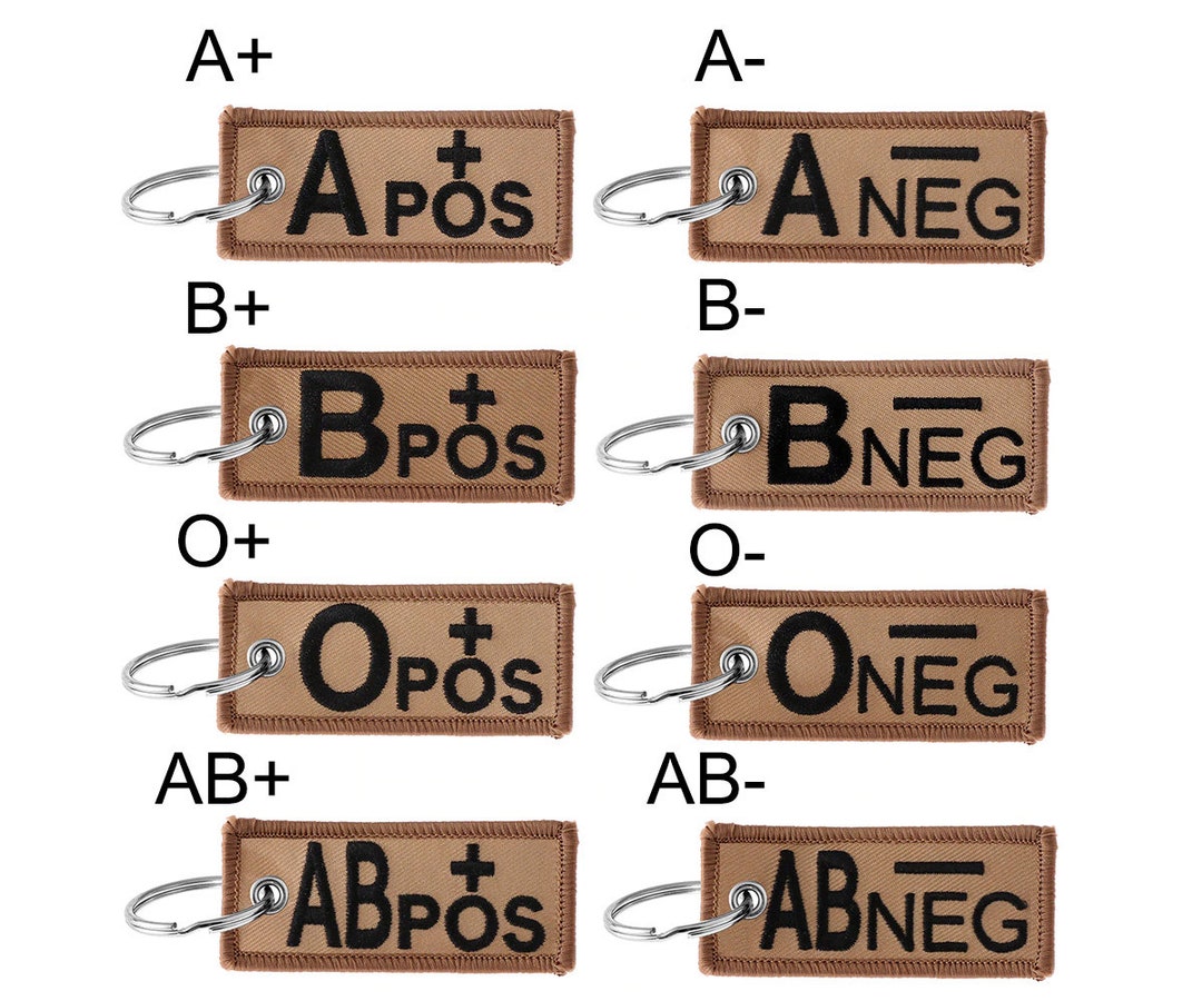 Keychain BLOOD TYPE Group Emergency ID Tag Save Lives Accident Hospital ...