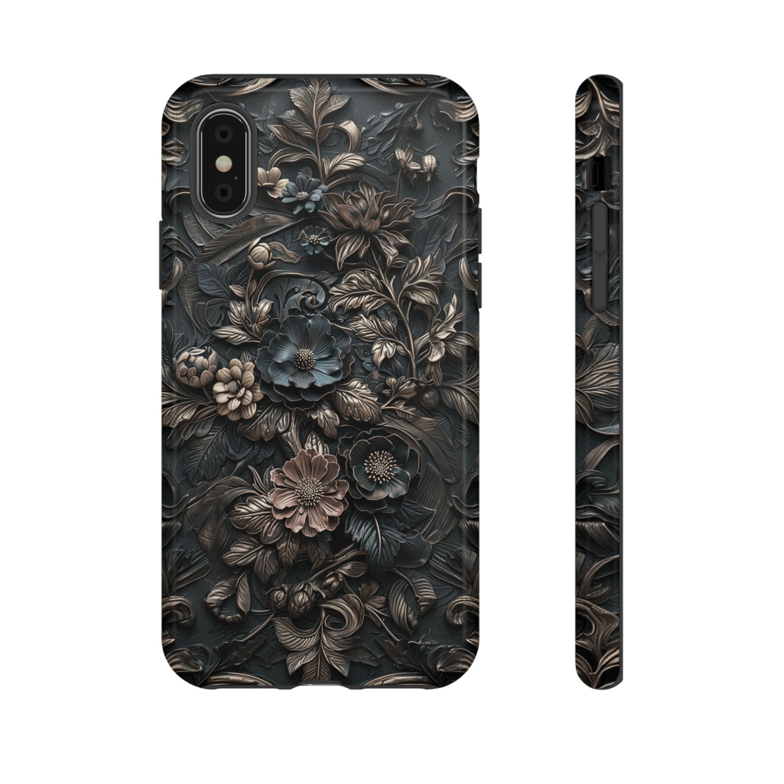 Dark Floral Phone Case, Dark Aesthetic Phone Case iPhone 15, iPhone 14 ...