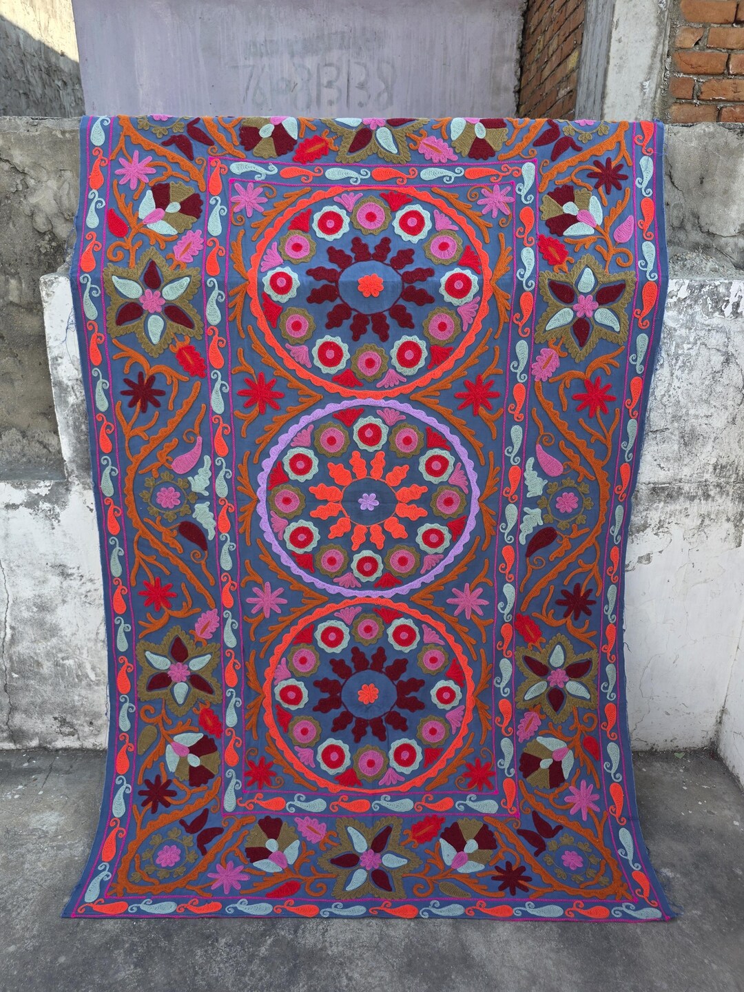 Cotton Suzani Throw Blanket Embroidery Bed Sheet Bedspread Suzani ...