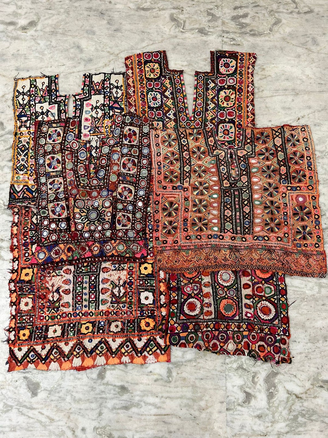 100 Piece Lot Vintage Kuchi Banjara Yoke Neck, Mirror Work Hand ...