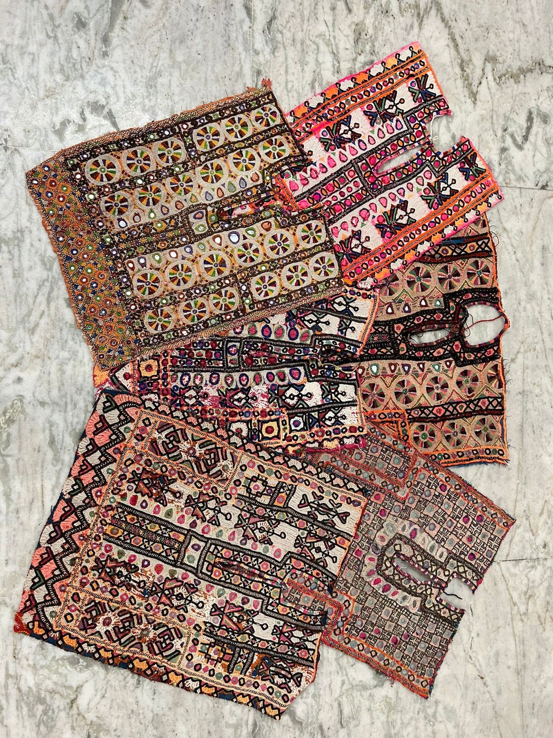 100 Piece Lot Vintage Kuchi Banjara Yoke Neck, Mirror Work Hand ...