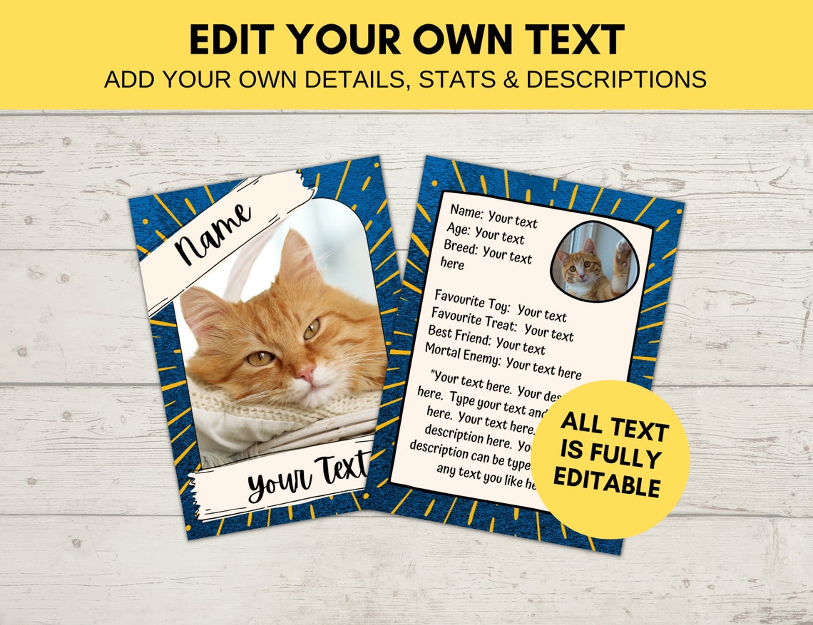 Editable Pet Trading Card Template Custom Trading Card Printable Create ...